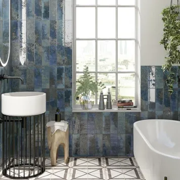 Wightwick Blue Ink Ceramic Tiles: Mediterranean Inspiration - East ...